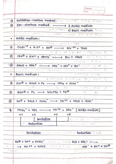 Redox Reaction Chemistry Handwritten Notes Pdf Download