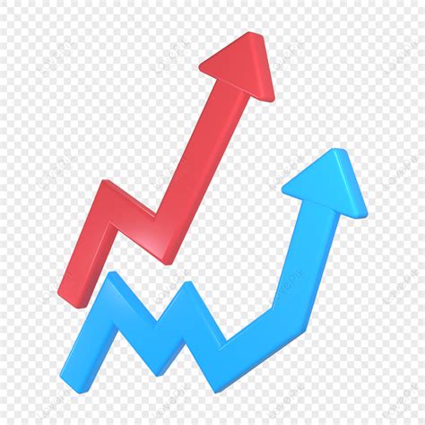 3d Red Blue Upward Arrow Line Graph Stat Histogram Line Arrow Statistics Png Image Image And