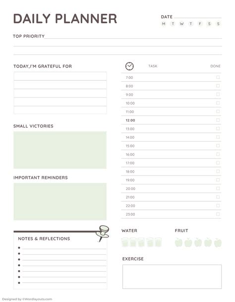 Daily Reflection And Task Planner Template Wordlayouts