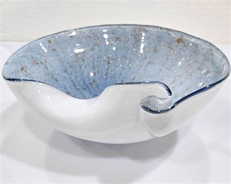 Vintage Murano Glass Shell Curl Bowl Waventurine Fratelli Toso