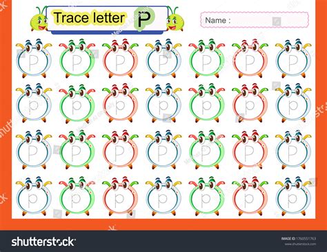 알파벳 문자 추적 워크시트 유치원 아동용 스톡 일러스트 1760551763 Shutterstock
