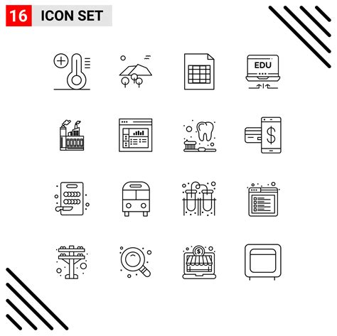 Pack Of 16 Creative Outlines Of Factory Building Excel Industry Arrow Editable Vector Design