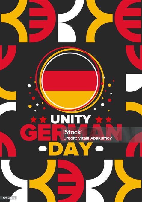 독일 통일의 날 매년 10월 3일 독일에서 축하를 받았다 통일 자유 통일의 행복한 국경일 도이치 플래그 애국 포스터 디자인 벡터 일러스트레이션 10월에 대한 스톡 벡터 아트