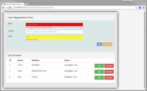 Spring MVC AngularJS CRUD Example Using Service WebSystique
