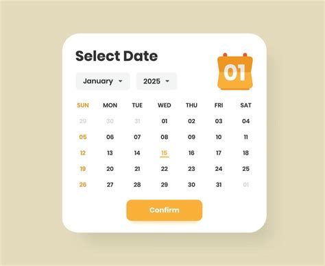 date picker minimalist calendar popup ui template design for mobile and web interface 50514952
