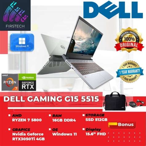 Promo DELL GAMING G15 5515 RYZEN 7 5800 16GB 512SSD RTX3050Ti 4GB W11 Diskon 33 Di Seller