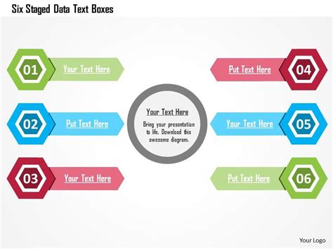 Six Staged Data Text Boxes Flat Powerpoint Design Presentation Graphics Presentation