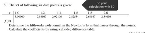 solved 3 the set of following six data points is given do