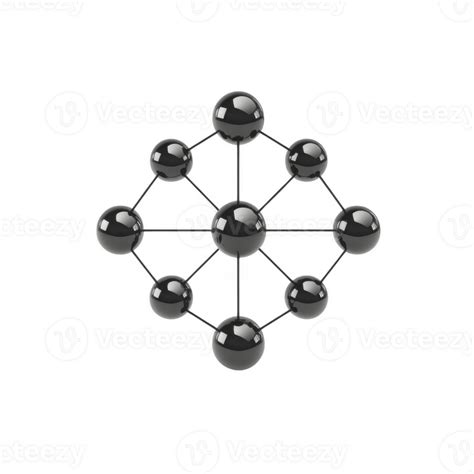 3d Model Of Molecular Structure With Interconnected Black Spheres Representing Atoms Showcasing