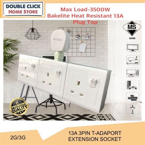 Heavy Duty T Adaport 2 Gang 3 Gang 13a 3 Pin Extension Socket Wall Socket Adaport Extension Plug
