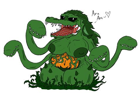 Rule 34 Biollante Green Body Kaiju Monster Girl Sharp Teeth Tentacle