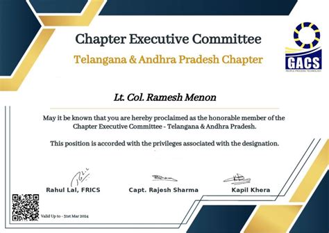 Lt Col Ramesh Menon On Linkedin Thanks To Gacs For The Recognition