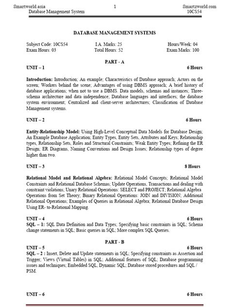 cse v database management systems pdf databases relational database