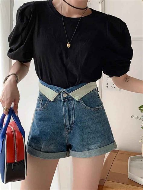 Zhisilao Pantalones Cortos Vaqueros De Cintura Alta Para Mujer Vintage