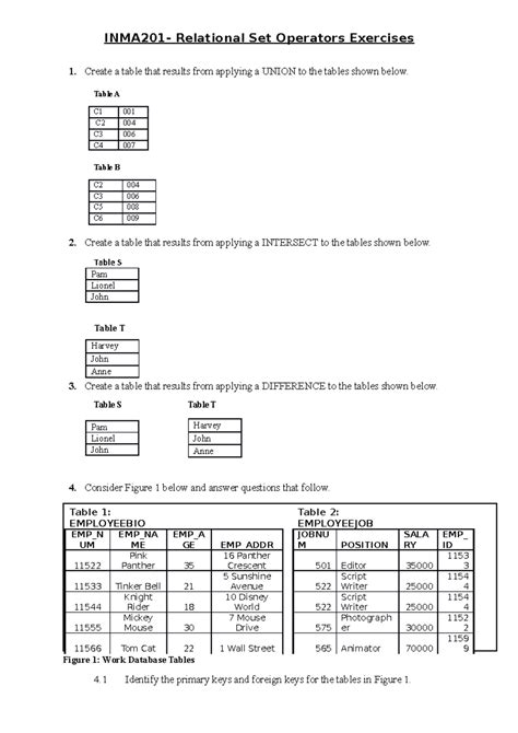class exercises relational algebra fquest inma201 relational set