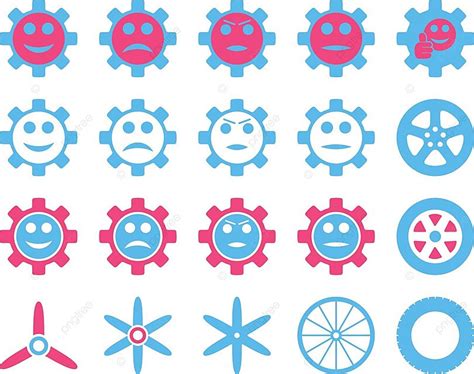 Tools And Smile Gears Icons Engineering Cog Car Wheel Vector
