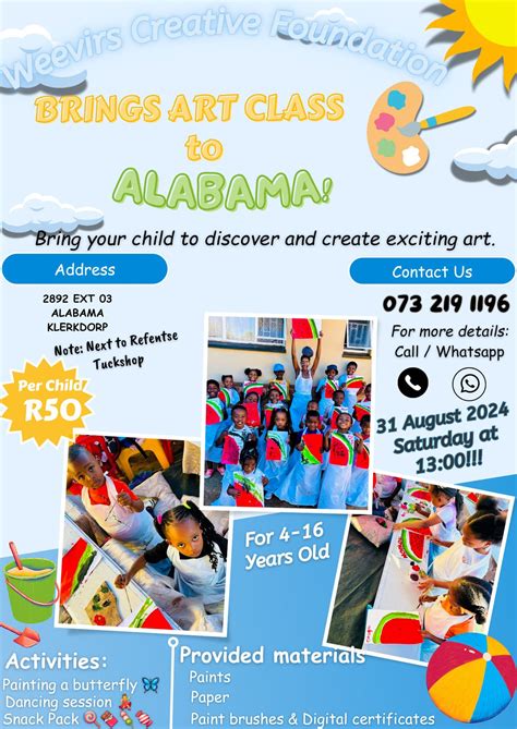 Art Workshop In Alabama Klerksdorp On The 31st Of August 2024 5 Malherbe Road Orkney South
