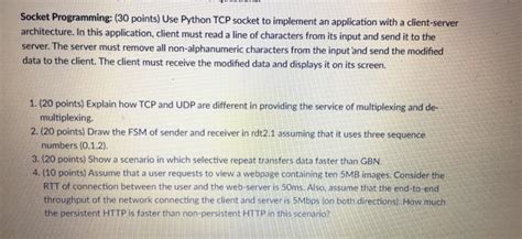 Socket Programming Points Use Python Tcp Socket Chegg