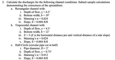 Solved Calculate The Discharges For The Following Channel Chegg Com