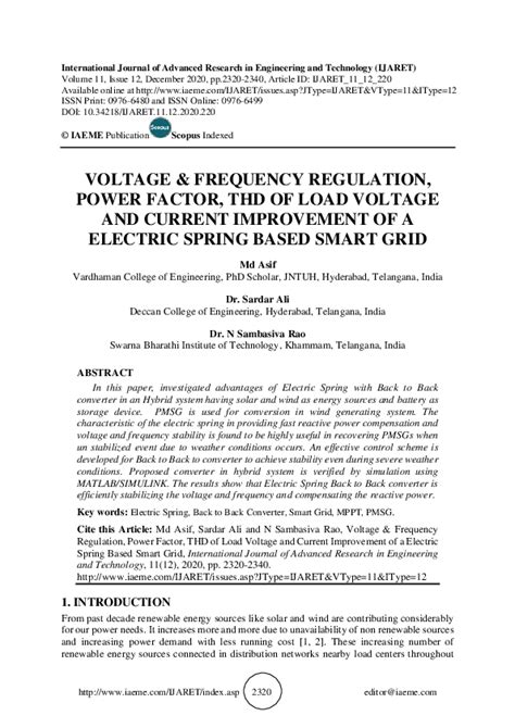 (PDF) VOLTAGE & FREQUENCY REGULATION, POWER FACTOR, THD OF LOAD VOLTAGE ...