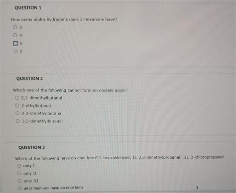 Solved How many alpha-hydrogens does 2-hexanone have? 3 4 5 | Chegg.com