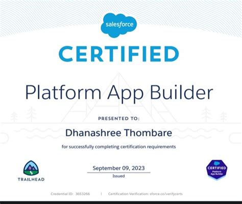 Dhanashree Thombare On Linkedin Salesforcecertified Appbuilder 13 Comments