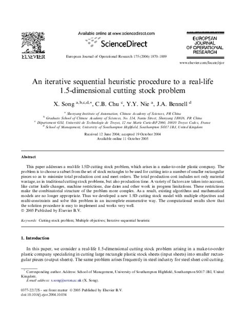 pdf an iterative sequential heuristic procedure to a real life 1 5
