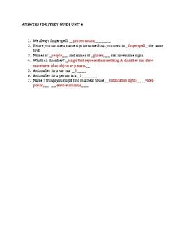 ASL Level 1 Unit 4 Study Guide By Sign Up For Success TPT