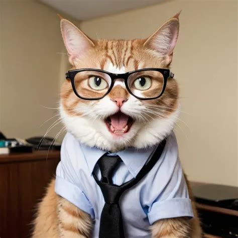 Angry Nerd Cat With Downsindrom