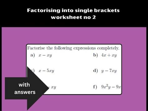 Factorising Into Single Brackets Worksheet No With Answers Teaching Resources