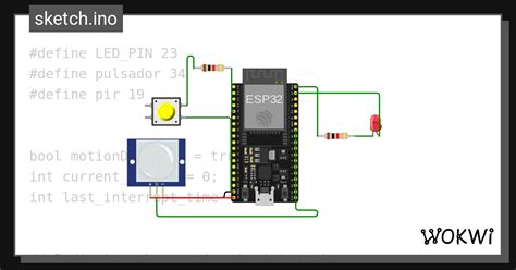 Pir Motion Y Push Button Wokwi Esp32 Stm32 Arduino Simulator