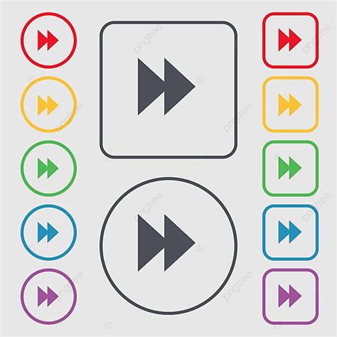 Iconic Rewind Symbol On Both Square And Round Buttons With A Frame