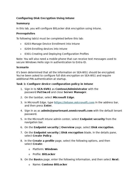Configuring Disk Encryption Using Intune Pdf Secure Communication Ibm Pc Compatibles
