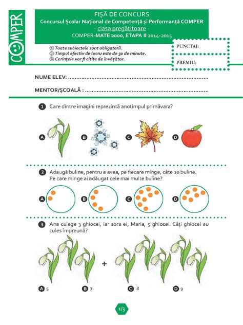 Subiectebarem Comper Matematica Etapaii Clasa0 2014 2015 Pdf