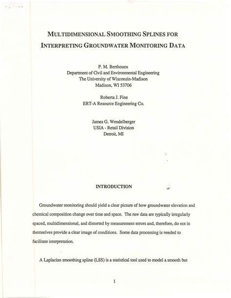 Pdf Multidimensional Smoothing Splines For Interpreting Groundwater