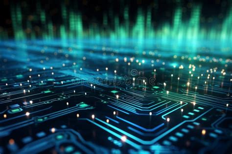 Binary Code Waves Depict Data Flow Digital Security In Internet Technology Stock Illustration