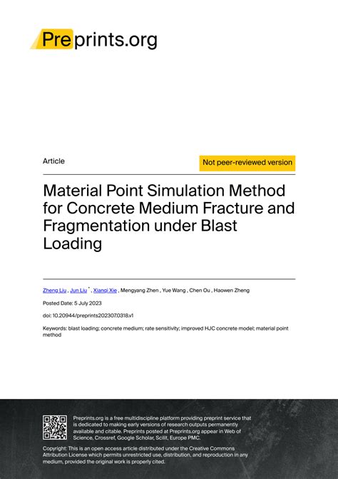 Pdf Material Point Simulation Method For Concrete Medium Fracture And Fragmentation Under