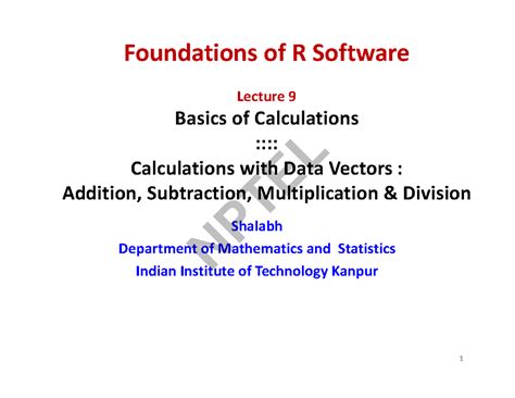 Frs Lec Notes Week 03 R Programming Foundations Of R Software Lecture 9 Basics Of