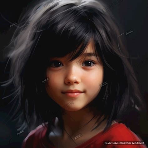 Ai创作图数字肖像插画 高精女孩原画稿 手绘小孩 板绘女孩 插画小女孩 板绘少女 厚涂头像 的小女孩人相 写实少女 小女孩头像插画 高清手绘