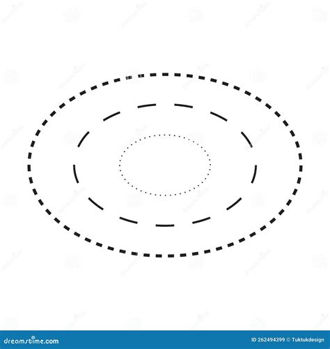 Tracing Ellipse Shape Symbol Dashed And Dotted Broken Line Element For