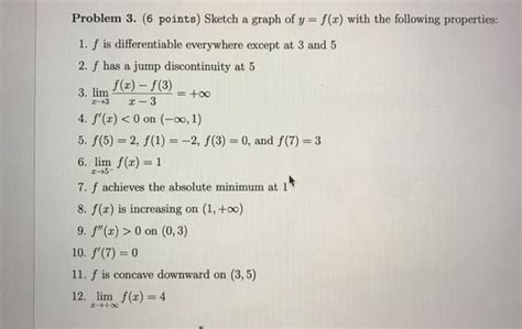 solved problem 3 6 points sketch a graph of y f x with
