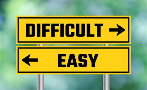 Premium Photo Difficult Or Easy Road Sign On Blur Background