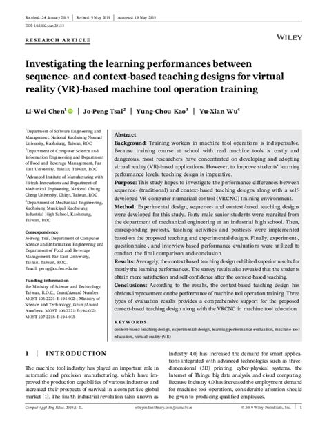 Pdf Investigating The Learning Performances Between Sequence‐ And Context‐based Teaching