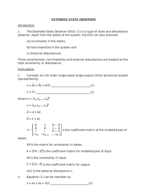 Extended State Observer Based Controller Pdf Control Theory Systems Science