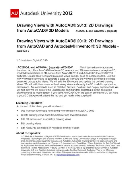 pdf drawing views with autocad ® 2013 2d drawings autodesk