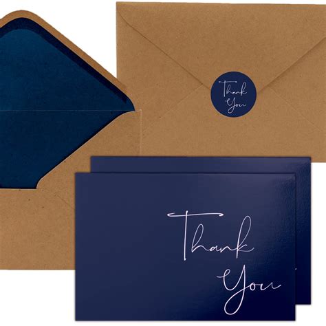 Buy 40 Navy Blue Thank You Cards With Envelopes Classy Thank You