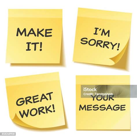 텍스트 및 그림자 투명 한 배경에 고립 된 스티커 메모 설정 합니다 노란색 종이입니다 편지지에 메시지입니다 알리미입니다 벡터