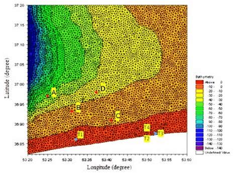 Computational Mesh And Bathymetry Around Amir Abad In Local Model Download Scientific Diagram
