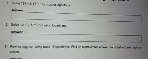 Solved Solve 124=3(4)2x-1 ﻿for x ﻿using logarithms.Answer:2 | Chegg.com