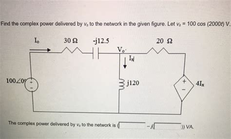 solved find the complex power delivered by vs to the network